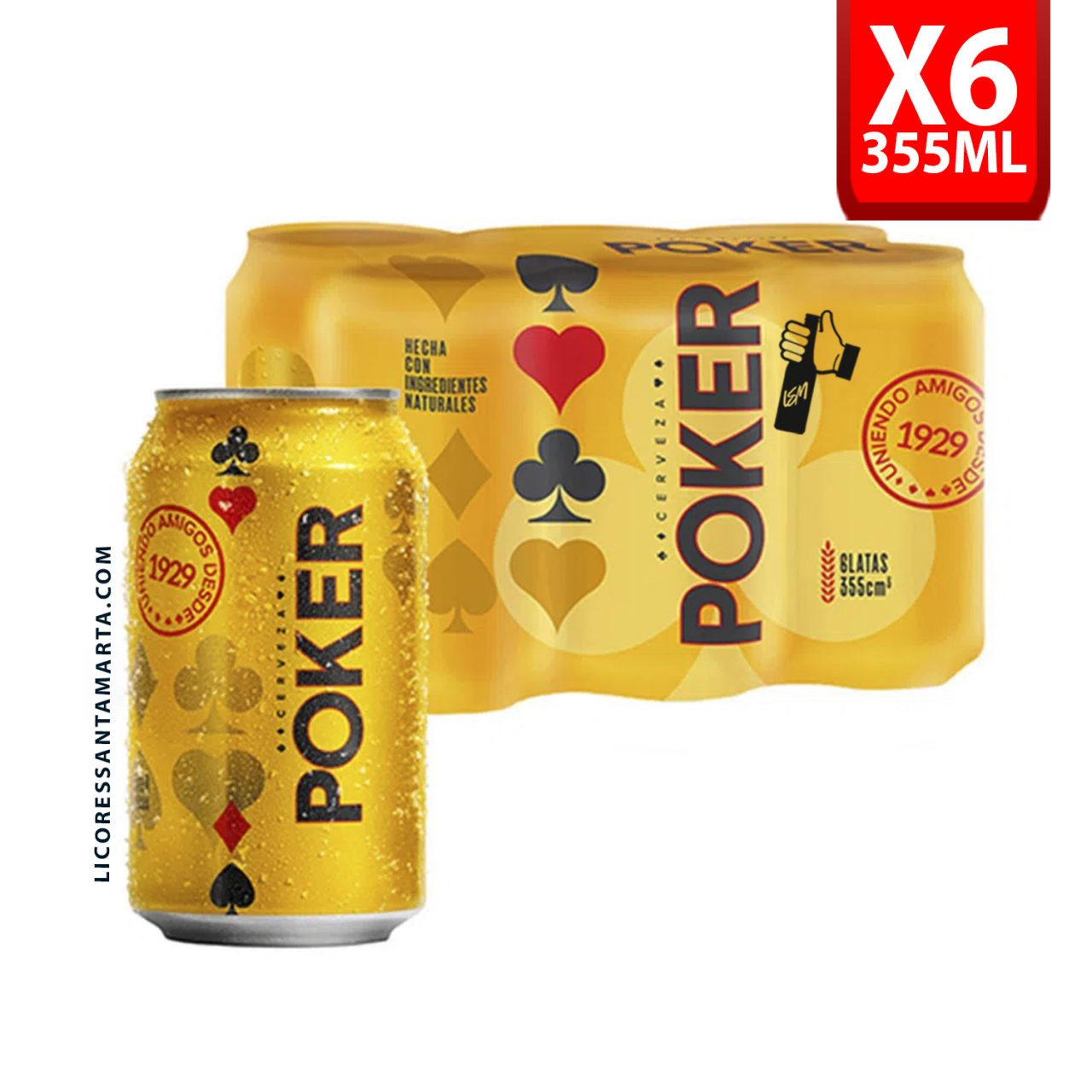 POKER LATA 355ml SIX PACK – Licores Santa Marta