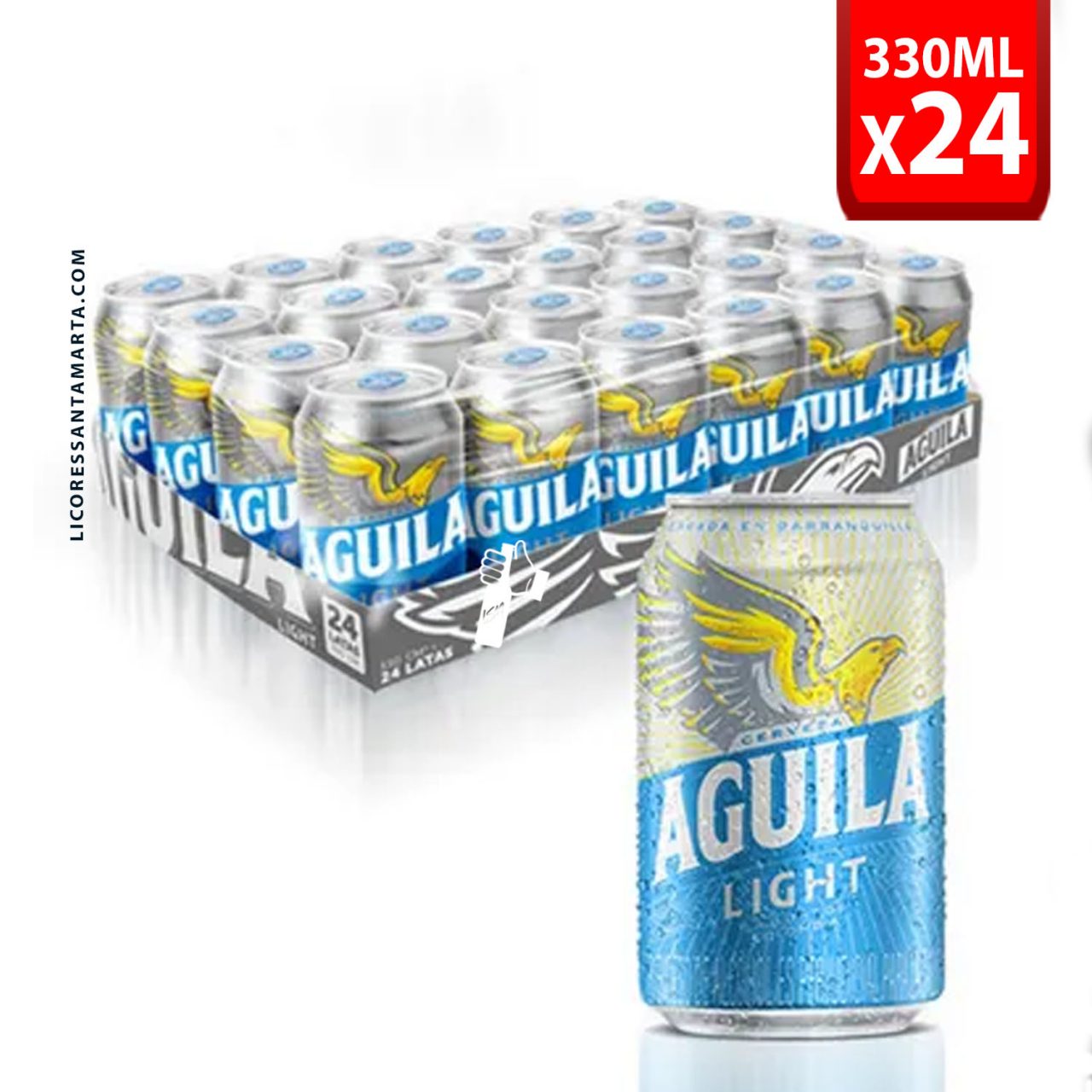 AGUILA LIGHT LATA 330ml X 24 uds. – Licores Santa Marta